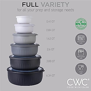 COOK WITH COLOR Prep Bowls with Lids- Wide Mixing Bowls Nesting Plastic Small Mixing Bowl Set with Lids (Green)