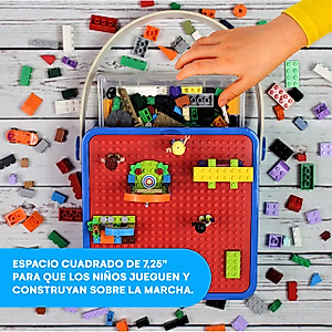 Bins & Things Lego Storage, Bin Box Organizer - Set of 2 Kids Toy Storage Containers - Small Brick Shaped Tub Organizers for Legos, Barbie Dolls, Hot Wheels and Beyblade- Anti-Lego Mess Organizer