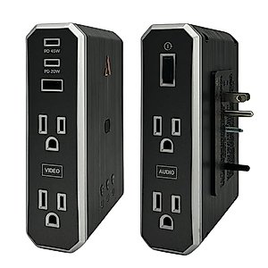 Austere VII Series Outlet Extender Wall Charger, 4 Outlets Surge Protector Power Strip, 2 USB C & 1 USB A 2.4 amp, 20W & 45W Power Delivery | 3500 Joules, EMI/RFI Filtering, 6 Year Component Guarantee