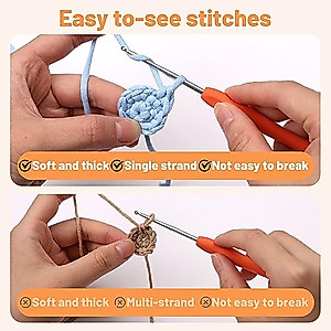 Yarn for Crocheting, Crochet Yarn, Easy Yarn, Beginners Yarn for Crocheting with Easy-to-See Stitches, Stitch Marker, and Elbow Needle Cotton Yarn for Crochet Light Grey(4x50g)