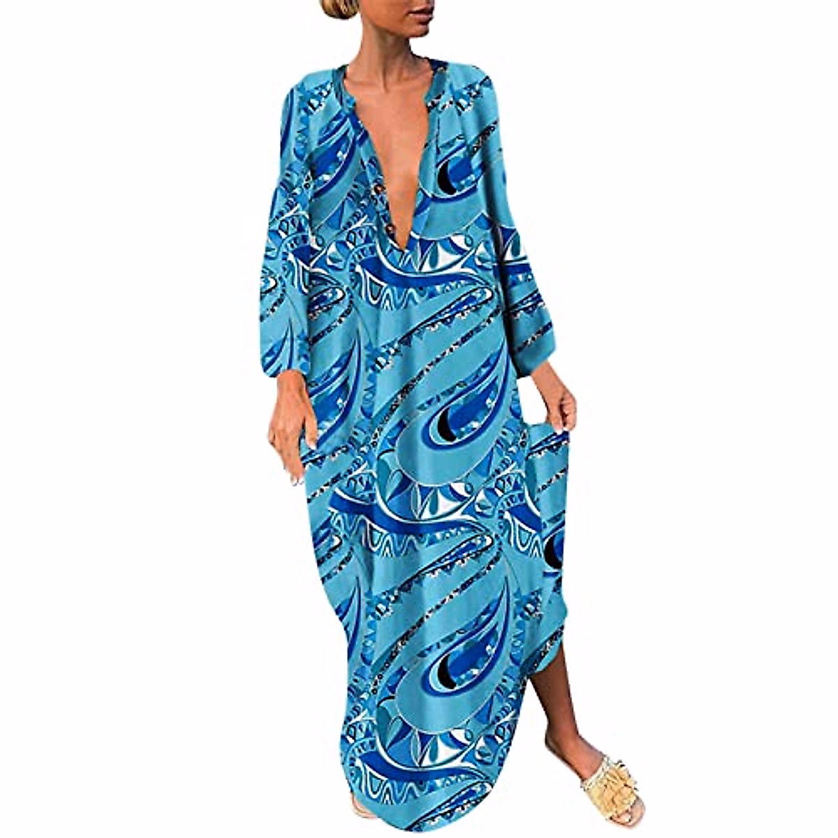 High Waist Smocked Flowy Tiered Mixi Dress Vintage Gingham Tunic Dress Casual Solid Ribbed Knit Maxi Dress Sky Blue