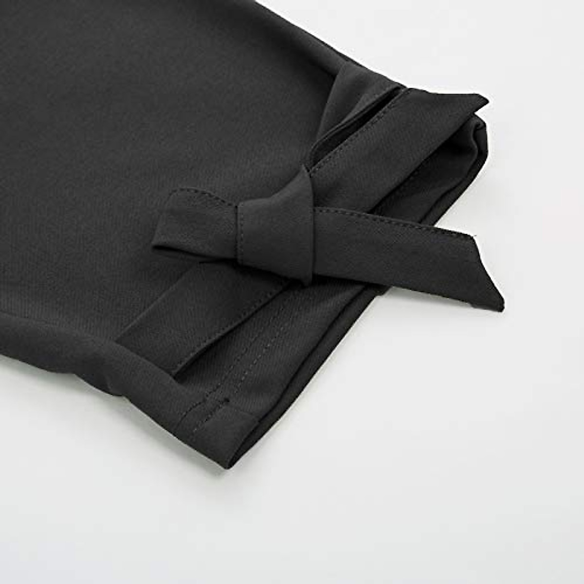 GRACE KARIN Women Solid Casual Work Trousers High Waist Ruffle Bow Tie Pants L Black