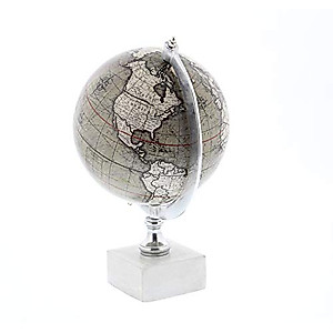 Deco 79 Marble Globe with Marble Base, 7" x 7" x 11", White