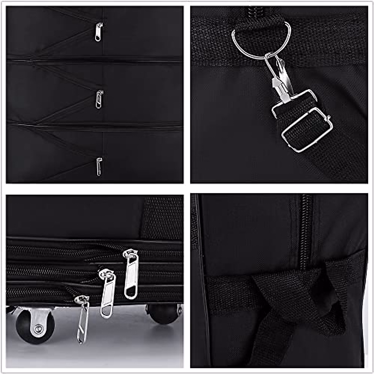 Radefasun Expandable Extra Large Travel Oxford Duffel Bag with Wheels Waterproof Lightweight Traveling Foldable Suitcase (Black, M)