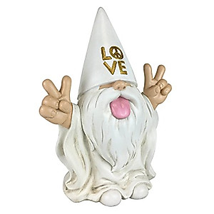 GlitZGlam Rocker Gnome – “George” – Peace and Love - This Gnome Brings Peace and Love to All and Your Fairy Garden and Gnome Garden 10 Inches Tall Garden Gnome Figurine