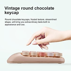Lomiluskr Wireless Numeric Keypad with 2.4G USB Receiver, Cute Colorful Round Keycaps, Portable Financial Accounting Numpad Number Keyboard, Suitable for PC, Laptop (Milk Tea)