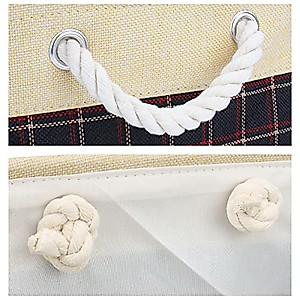 TONYFY Personalized Foldable Storage Basket, Plaid Customized Pet's Name Storage Box with Handles for Organizing Dog Toys, Clothing, Apparel & Accessories (Heart Black Beige-L)