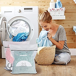 Vivifying Mesh Laundry Bags, 2 Pack 23.6" x 19.7" Large Honeycomb Mesh Wash Bags for Washing Machine, Delicates Clothes, Sweater, Coats, Stuffed Toys, Blanket (White)