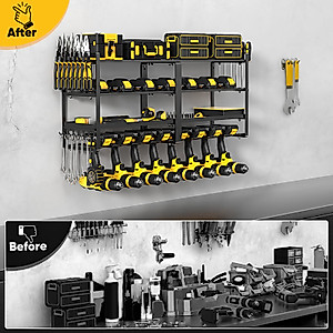 POKIPO Power Tool Organizer Wall Mount, Extended Large Heavy Duty Drill Holder, 4 Layer Garage and Storage, Suitable Utility Racks for Room, Workshop