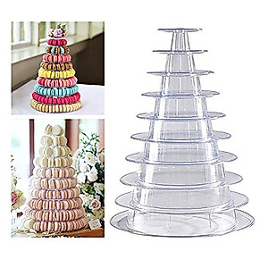 SHINA 1pcs 10 Tier 4" - 13" Dia Macaron Cake Tower Display Stand for French Macarons
