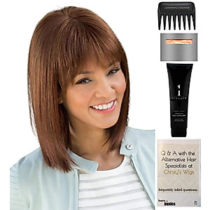 Bundle - 5 Items: Tatum Wig by Amore, Christy's Wigs Q & A Booklet, 2oz Travel Size Wig Shampoo, Wig Cap & Wide Tooth Comb - Color: CREAMY TOFFEE