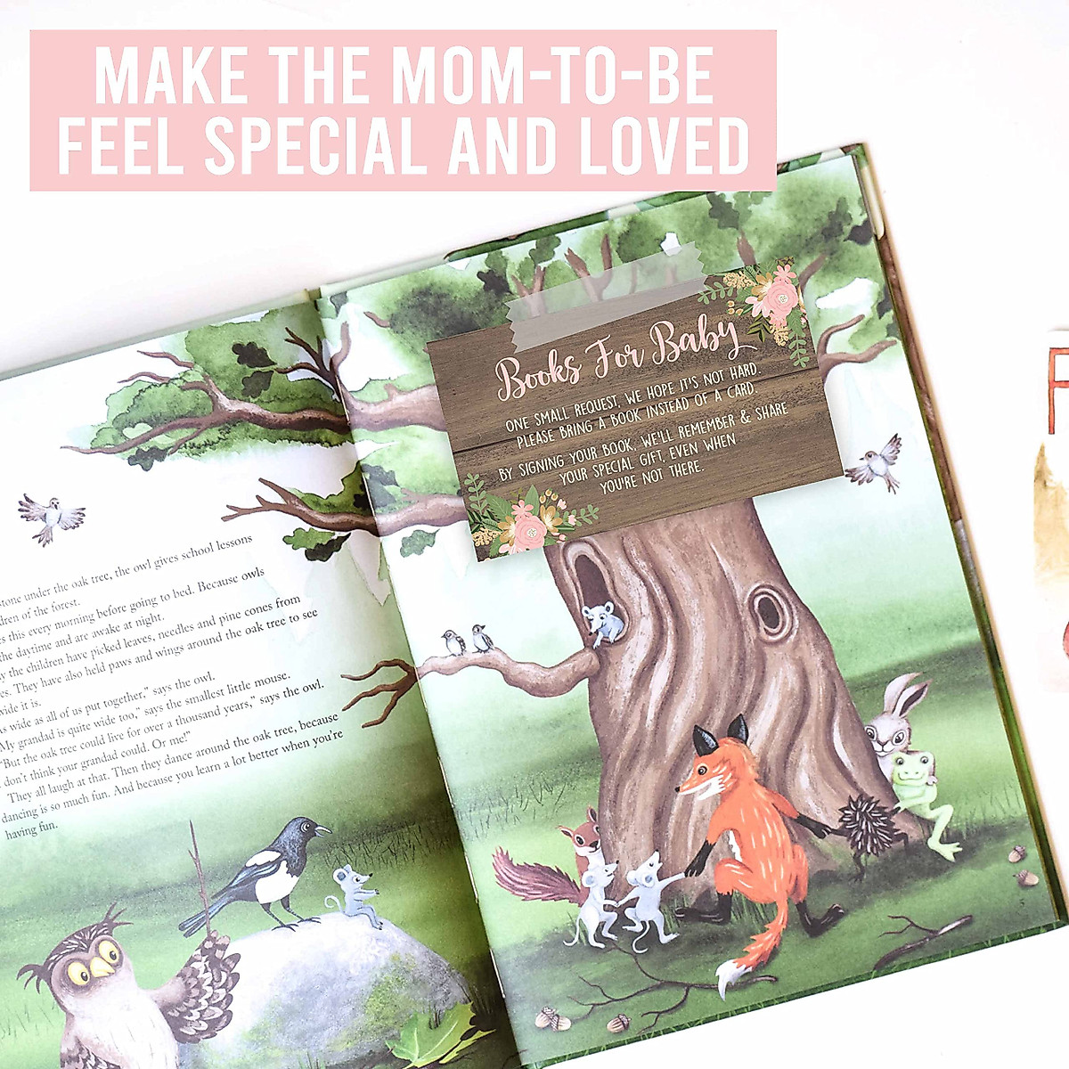 25 Book Request Baby Shower Guest Book Alternative - Deer Baby Shower Invitation Inserts, Books For Baby Shower Request Cards, Bring A Book Instead Of A Card, Baby Shower Book Request For Girls