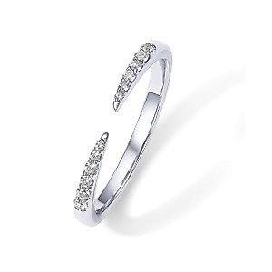 PAVOI 18K White Gold Plated Open Eternity Ring | Cubic Zirconia Stacking Bands for Women | Dainty Stackable Rings for Women | Size 9