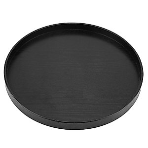 Fdit Round Wood Serving Tray, Wooden Plate Tea Food Server Dishes Water Drink Platter 12.99 inch Black