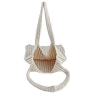 ENBEI Women's Shoulder Handbags Hand crocheted Bags large Shoulder Shopping Bag tote bag aesthetic cute tote bags (White)