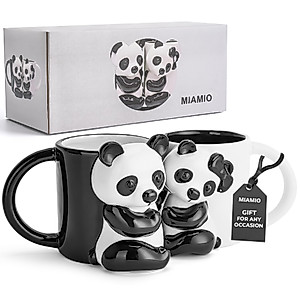 MIAMIO - Panda Ceramic Cup 14 Oz 3D Mug Animal for Coffee and Tea Lovers Cute Panda Mug Couple Gifts for Birthday/Christmas as Gifts for Women Men