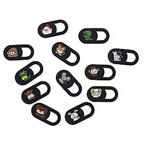 SOLUSTRE Laptop Camera Cover Slide PC Stickers 12pcs Cartoon Webcam Cover Webcam Cover Slider Webcam Slider Camera Cover for Laptop Tablet Phone Camera (Black) Computers Laptops Computer Camera