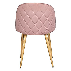 Topeakmart Dining Chairs Velvet Kitchen Chairs Living Room Chairs Mid Century Modern Accent Velvet Leisure Chairs Upholstered Side Chairs Vanity/Makeup Chairs with Metal Legs Pink, Set of 2