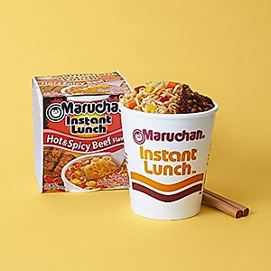 Maruchan Ramen Instant Lunch Variety, 12 Count, 6 Flavors with By The Cup Chopsticks