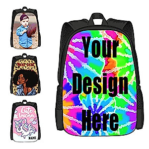 Exgunly Custom Backpack, Custom Personalized Text Picture Backpack, Customize Travel Backpack for Men Women,17In Casual Backpack, Black