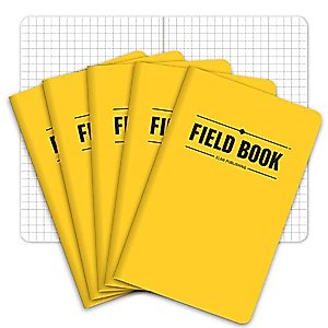Field Notebook/Pocket Journal - 3.5"x5.5" - Yellow - Graph Memo Book - Pack of 5