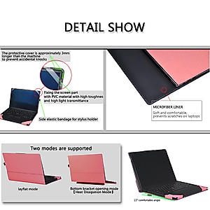 Cover Case for HP Envy x360 2-in-1 Laptop 14-FA 14z-FA & 14-fc 14t-fc &for HP Spectre x360 14-EU 14t-EU,PU Leather Protective Sleeve with Foldable Cooling Bracket (Pink)