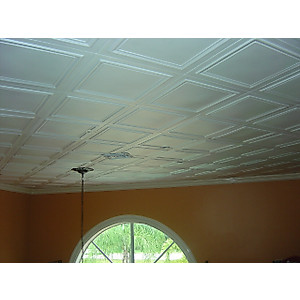 Euro-Deco Stratford R24W Foam Glue Up 20x20 Decorative Ceiling Tiles (21.12 s/f) Pack of 8 PCS, White