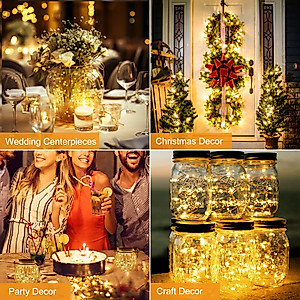 btfarm 30 Pack Fairy Lights Battery Operated [3 Modes], 7ft 20 Led Twinkle Lights String Lights Waterproof Bulk Small Mini Silver Wire for Mason jars Vases Wedding Table Centerpiece, Warm White