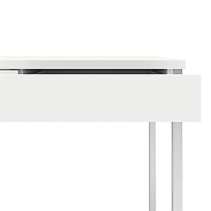 Pemberly Row Contemporary Home Office Multi-Functional Writing Desk with 3 Drawer in White
