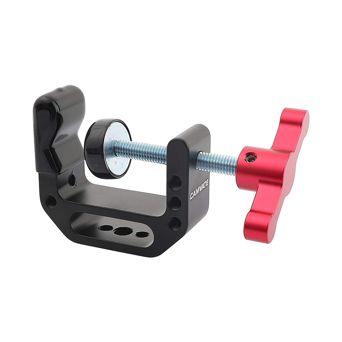 CAMVATE C-Clamp with 1/4 and 3/8 Thread Hole for Camera Monitor(Red T-Handle) - 1687
