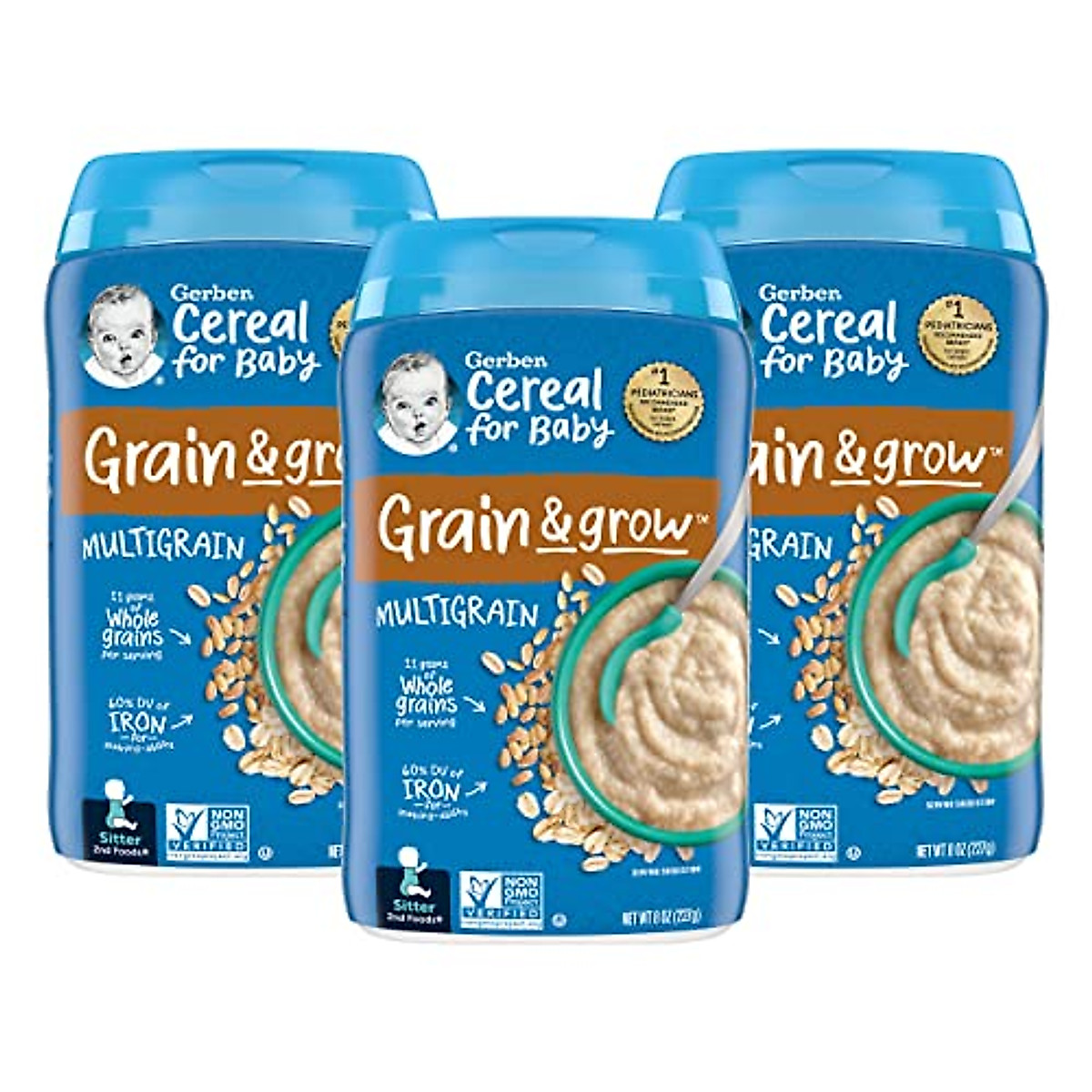 Gerber 2nd Foods Baby Cereal, Multigrain, 8 OZ (Pack of 3)