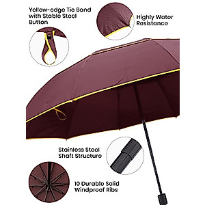Kalolary 62 Inch Golf Umbrella Extra Large Folding Umbrella Rainproof Compact Umbrella Oversize Double Canopy Vented Waterproof Stick Travel Umbrellas for Women & Men Family Home Use (Red)