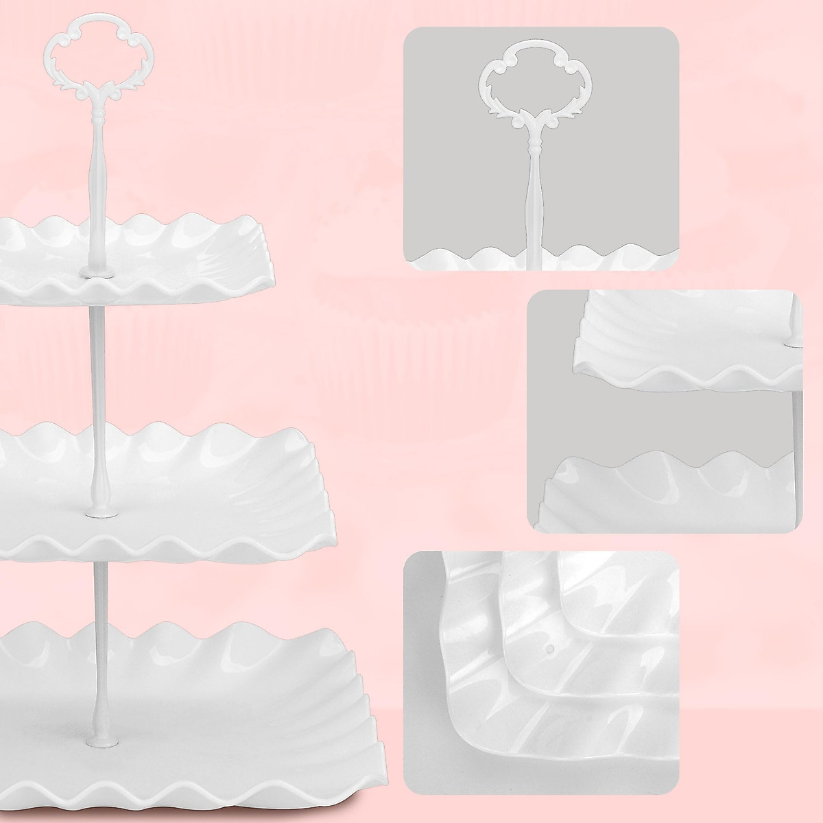 Big Party Must Haves: Pack of 15 NWK Cake Stand, Cupcake Stand Set, with 2X Large 2-Tier Cupcake Stands + 4X Large 3-Tier Cupcake Stands + 7 x Appetizer Trays +2 x Cake Pop Stands