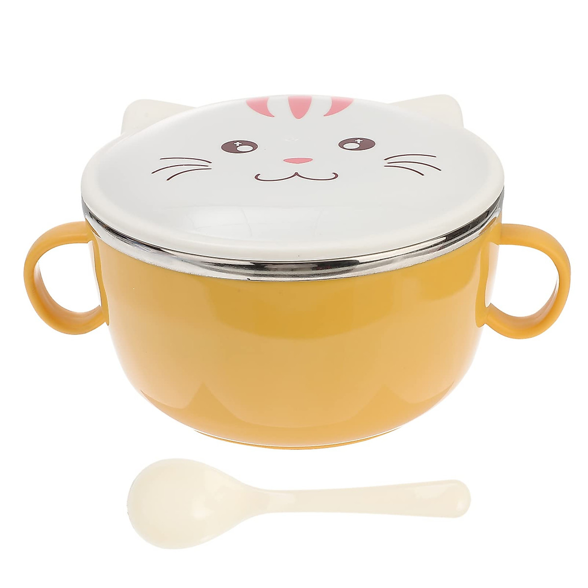 Stainless Steel Instant Noodle Bowl With Lid And Spoon Cartoon Bowl Multifunctional Soup Bowls Dinner Bowls for Home School