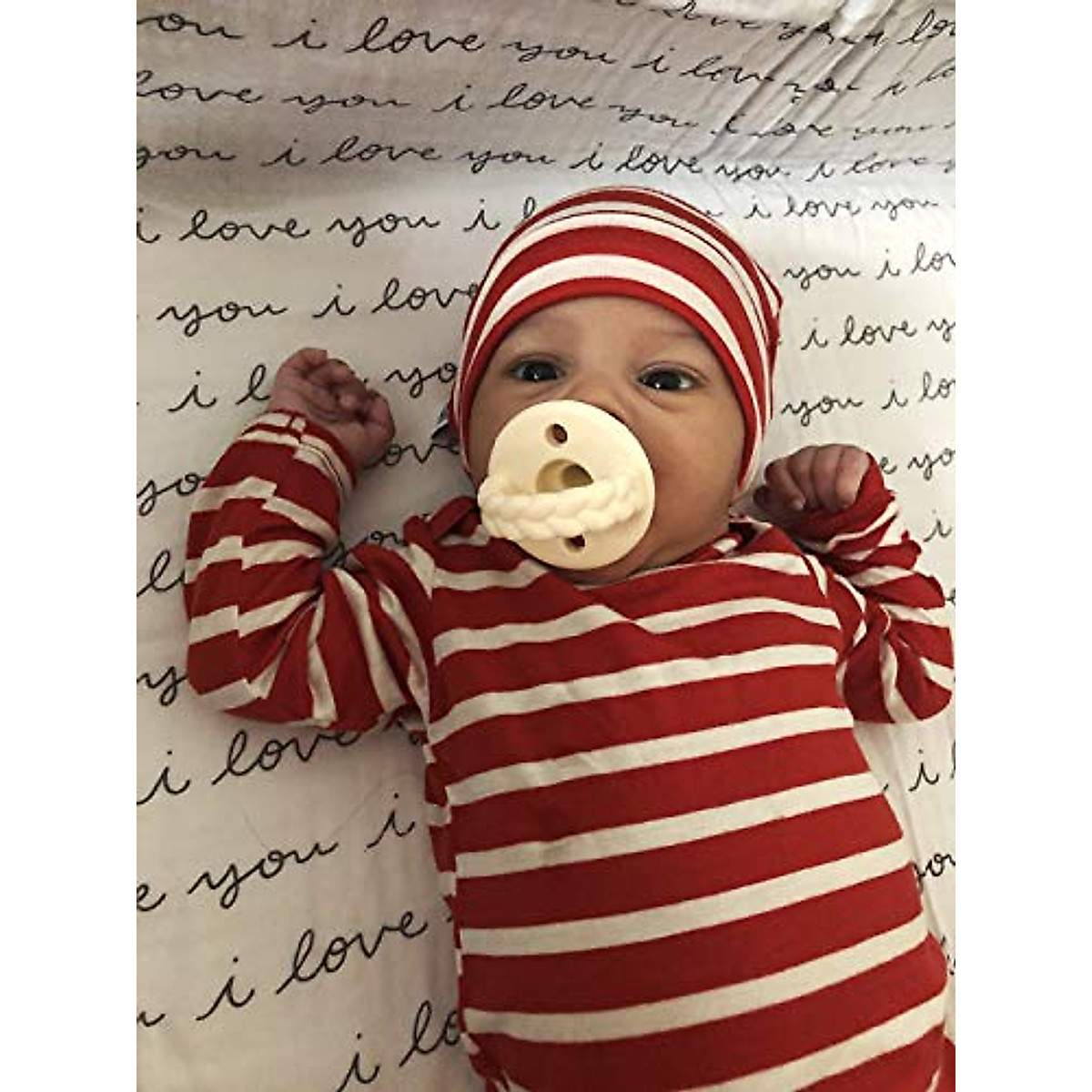 Itzy Ritzy Sweetie Soother Pacifier Set of 2 - Silicone Newborn Pacifiers with Collapsible Handle & Two Air Holes for Added Safety; Set of 2 in Buttercream & Toast, Ages Newborn & Up