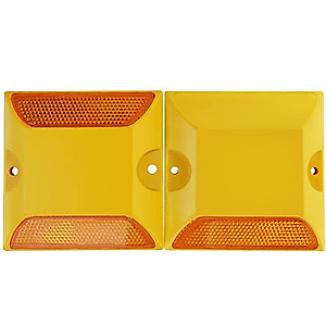 IoF 3-Pack Reflective Lane Markers Lane Reflector Reflective Road Pavement Markers (4 x 4 Inch) Asphalt Markers Suitable for Speed Bumps,Sidewalks,Crosswalks,Highways and Driveways with Anchor Bolts