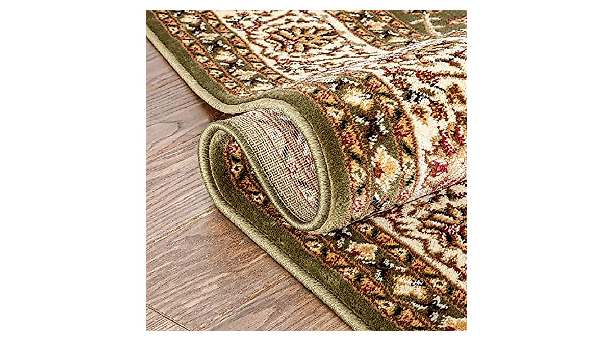 Noble Sarouk Green Persian Floral Area Rug 2x4 | Easy Clean