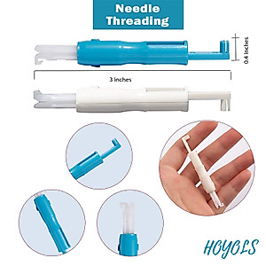 HOYOLS 2pcs Machine Needle Inserter & Threader, Sewing Machine Automatic Threader for Household Machine Threading Craft Tool (Blue & White)