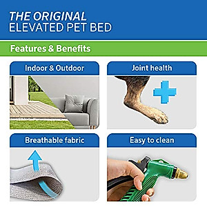 Coolaroo The Original Cooling Elevated Pet Bed, Grey, Medium