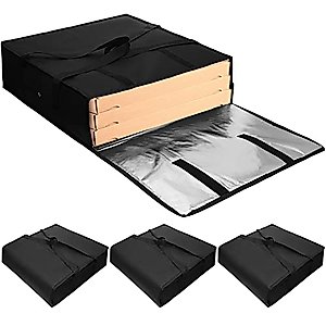 3 Pcs Pizza Carrier Insulated Bags Pizza Delivery Bag Black Pizza Warmer Bag Thermal Food Delivery Bag Large Pizza Hot Bag for Delivery, 20 x 20 x 5 Inches