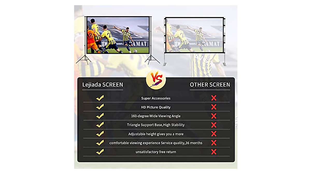 Portable 100-Inch 4K HD Projector Screen with Stand | Lejiada