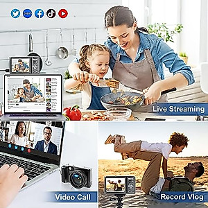 4K Digital Camera,Autofocus 48MP Vlogging Camera for Photography YouTube Compact Camera with Flash,18X Digital Zoom, Anti Shake, Macro Photography, 32G SD Card and 2 Batteries