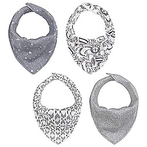 The Peanutshell Bandana Drool Bibs for Baby Boys or Girls - 8 Pack Set for Feeding, Teething, Drooling