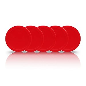 BERYLER 5 Pack Air Hockey Red Replacement, 2.5" in Diameter, Thicker Pucks for Game Tables, Accessories, Equipment