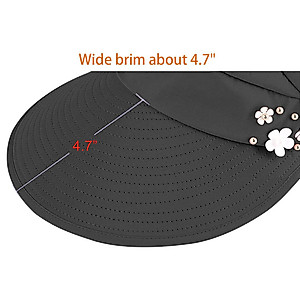 HINDAWI Sun Hats for Women Sun Hat Wide Brim UV Protection Summer Beach Foldable Visor Navy