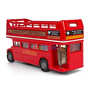 London Double Decker Bus Open Top, Red - Motormax 76008 - 4.75" Diecast Model Toy Car