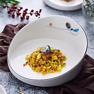 TOOSII Pasta Bowl Household Ceramic Cold Dish Plate Commercial Dish Plate Hotel Tableware, Salad Cold Dish Plate Bowls for Kitchen (Size : Medium)