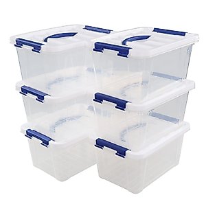 Kiddream 7 Quart Clear Plastic Box Bins, 6-pack Small Storage Bins with Lids