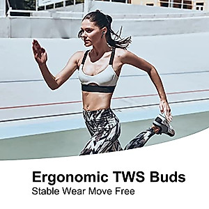 pstuiky Bluetooth 5.0 Wireless Earbuds with Charging Case Stereo Headphones Low Power Noise Reduction,Built in Mic Headset Premium Sound with Deep Bass for Sport Work 2023