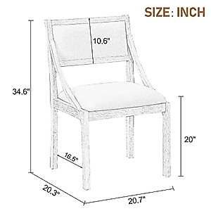 Merax (Gray Farmhouse 4-Piece Wooden Upholstered Cushion for Kitchen Dining Living Room, Set of 4, Table Set-4 Chairs